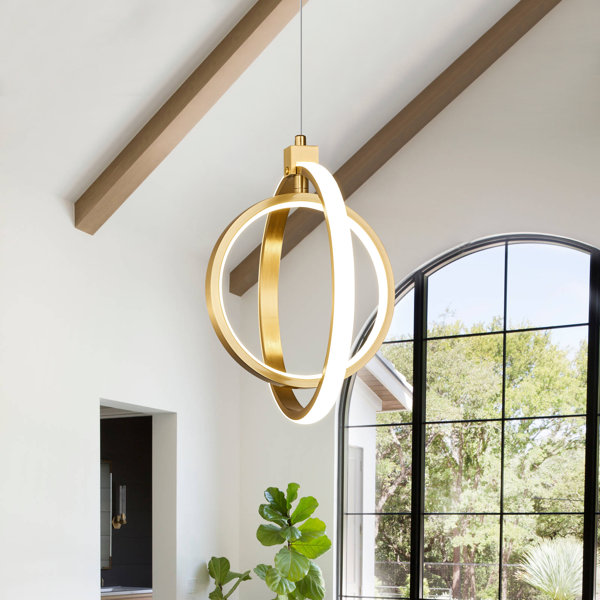 Wrought Studio Modern Led Chandelier Ring Pendant Light Fixtures 4000k Dimmable Height ...